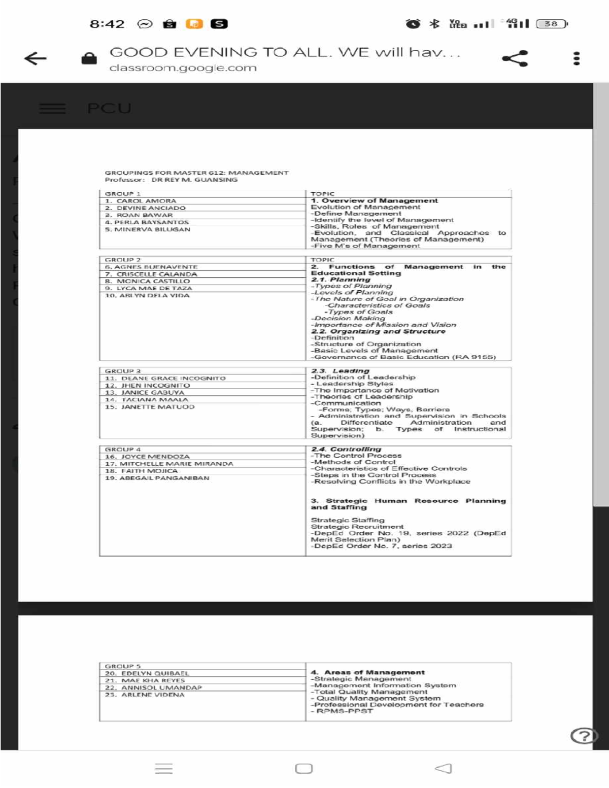 Management - Groupings - Masters of Arts in Education - Studocu