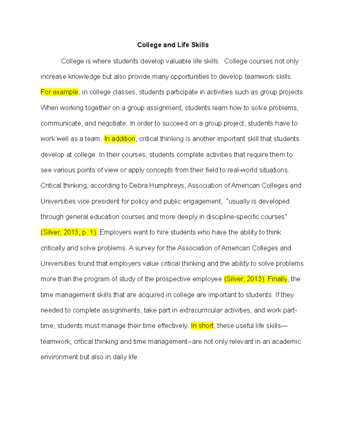 Sample-APA-Paragraph (1) College and Life Skills - College and Life ...