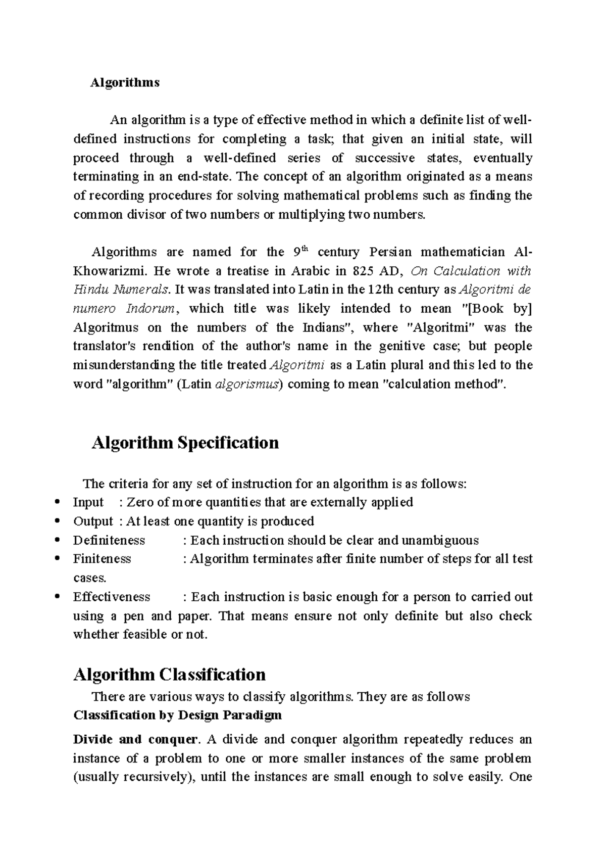 DAA Module 1 - Academic topics - Algorithms An algorithm is a type of ...