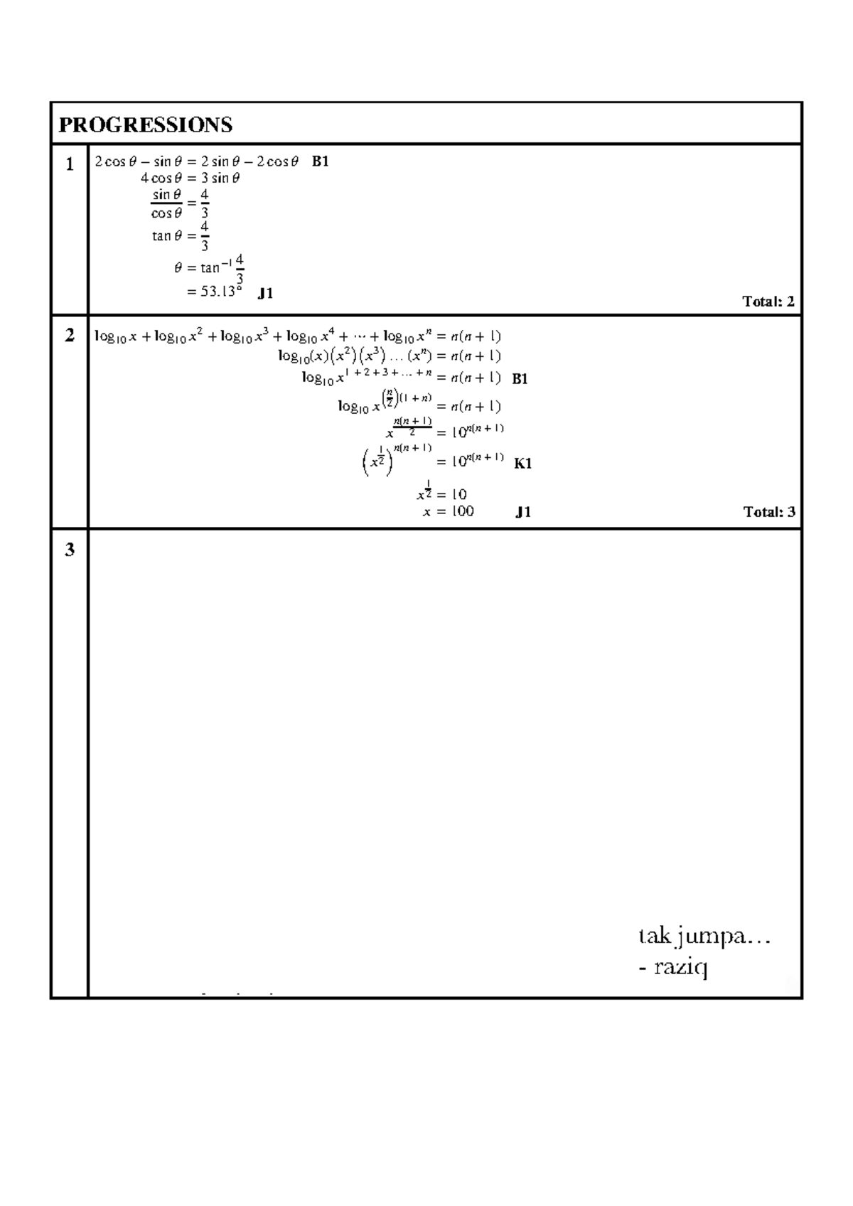 Ans janjang tc niya - in endotermik - PROGRESSIONS 1 2 cos 𝜃 − sin 𝜃 = 2 sin 𝜃 − 2 cos 𝜃 4 cos 𝜃 ...