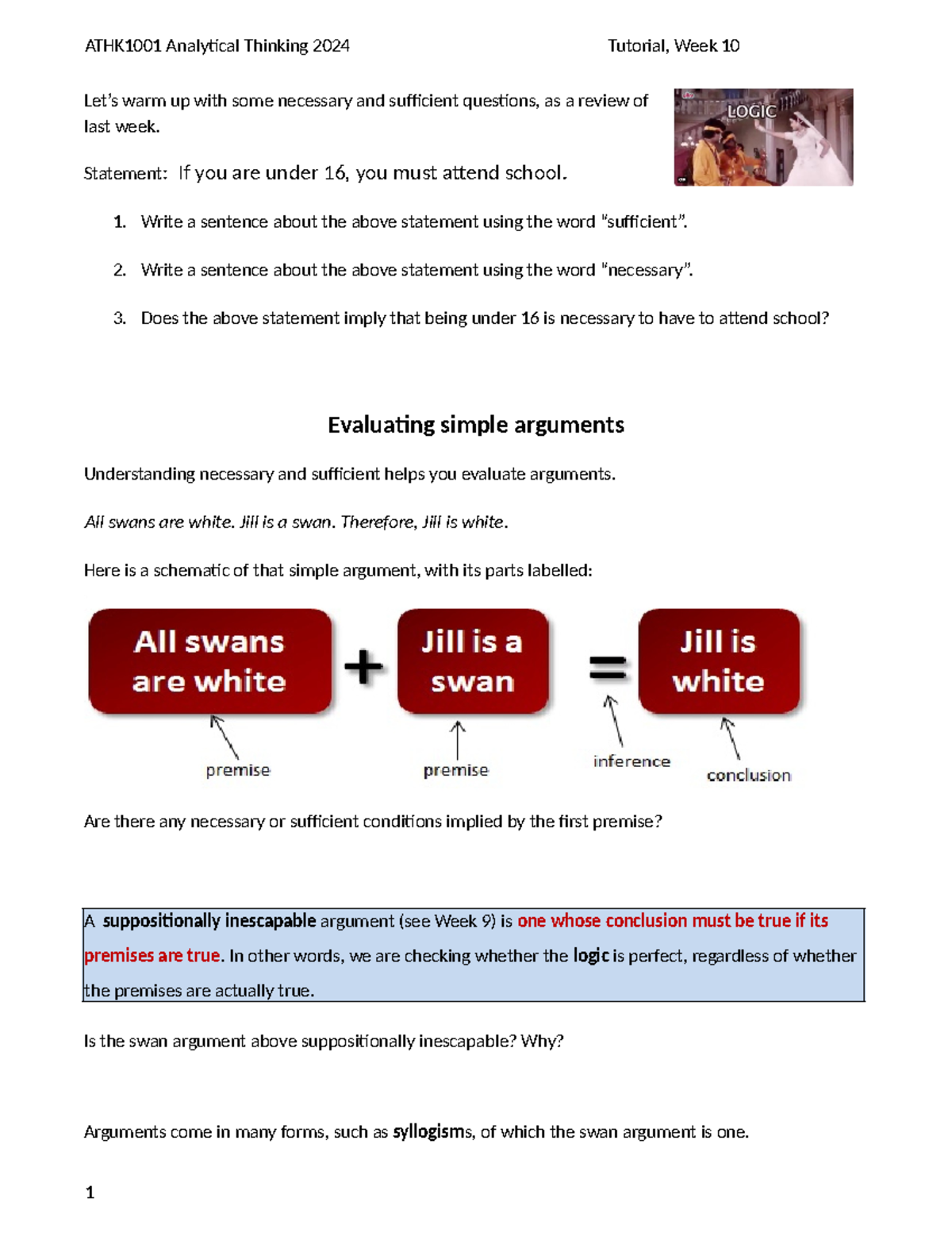 Week10 Tutorial 2024 - Let’s warm up with some necessary and sufficient questions, as a review ...