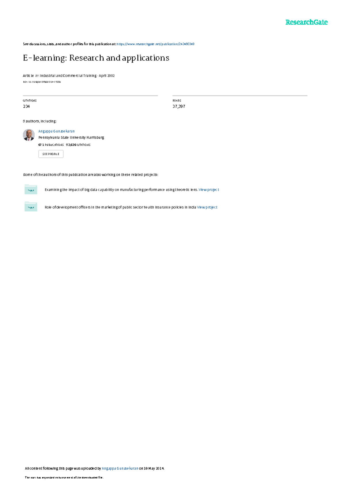 E-learning Research and applications - See discussions, stats, and ...