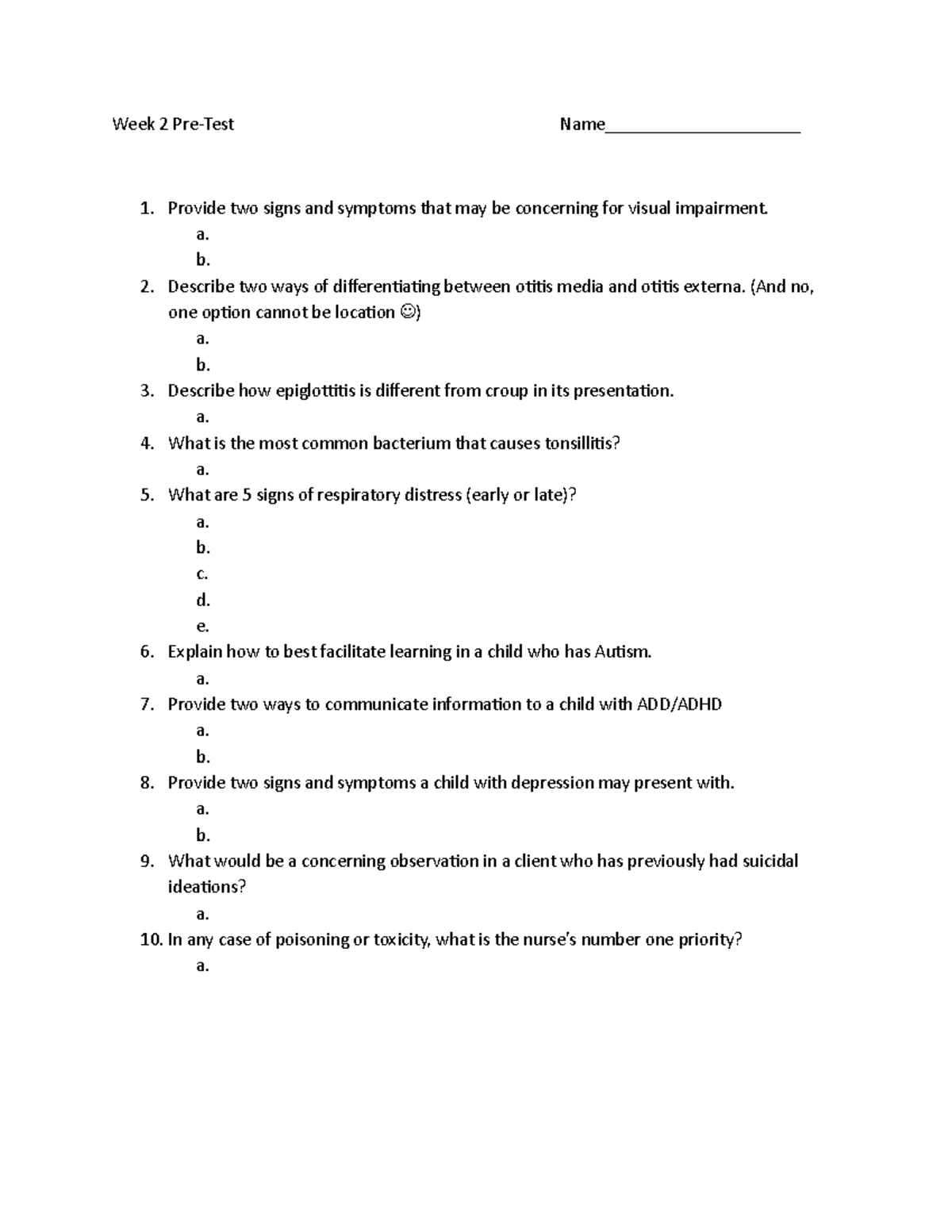 Week 2 Pre test Questions And Answers Week 2 Pre Test Name week-2-pre-test-questions-and-answers-week-2-pre-test-name