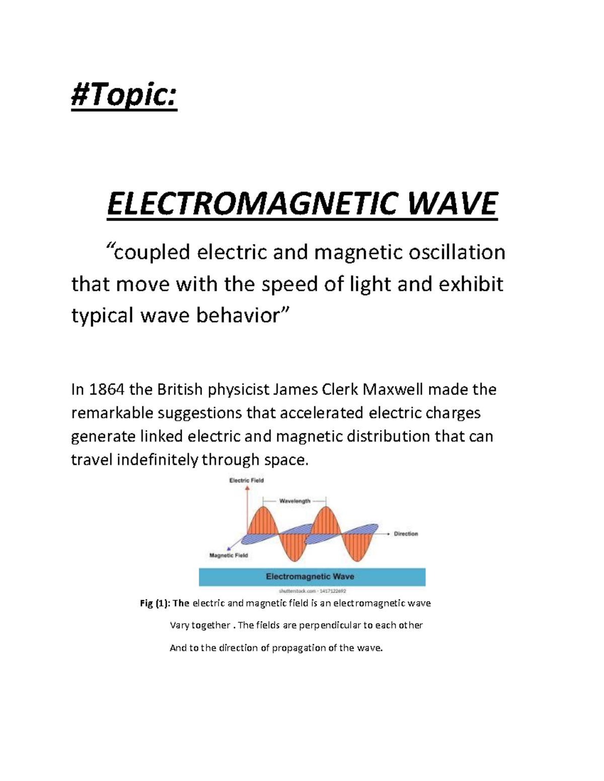Electromagnetic wave - Lecture notes 3 - #Topic: ELECTROMAGNETIC WAVE ...