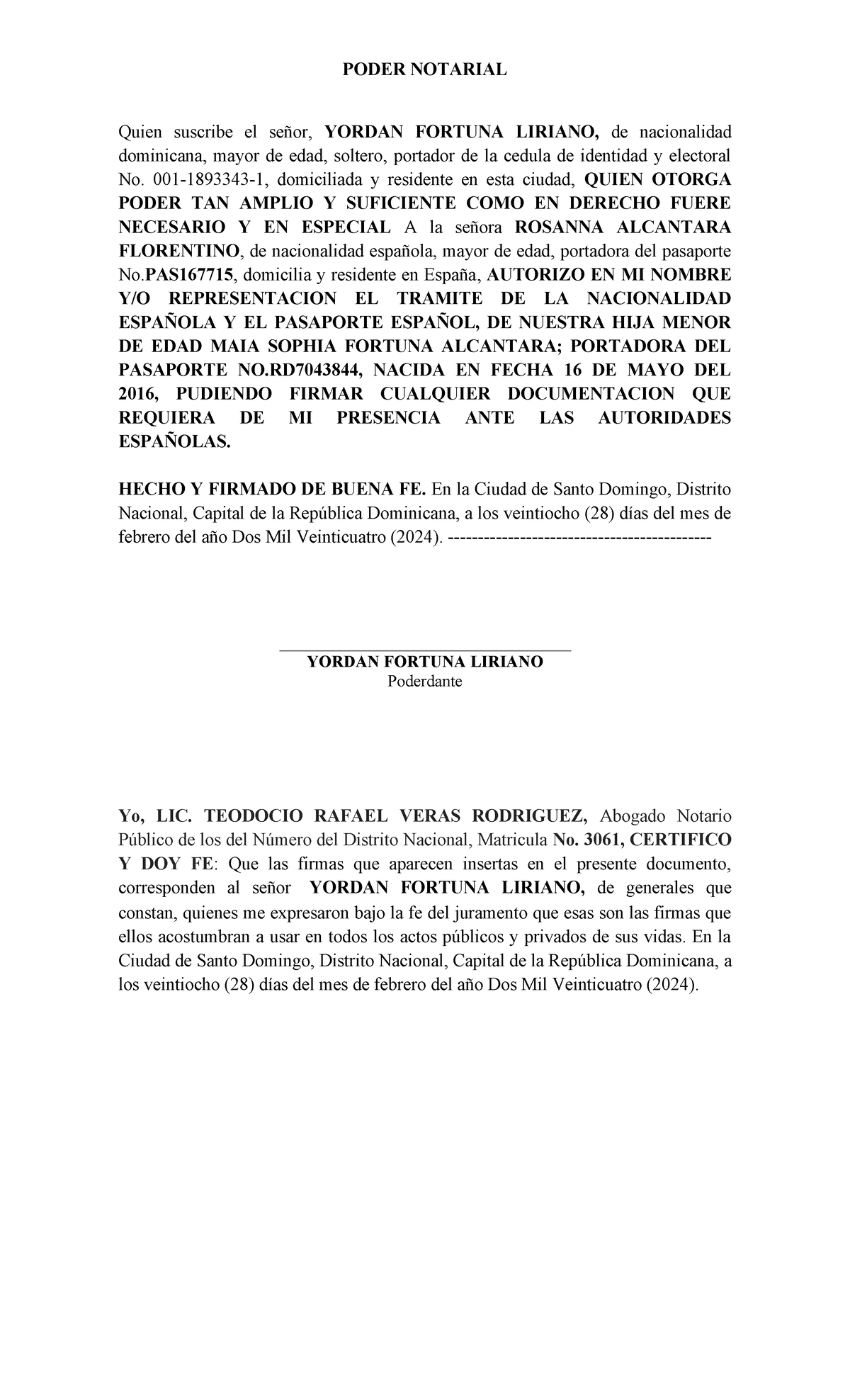 Poder DE Representacion Rosanna - PODER NOTARIAL Quien suscribe el ...