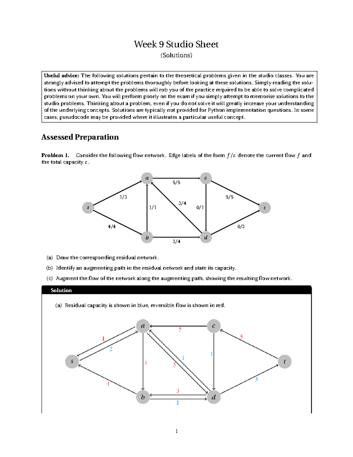 Week09-Network Flow - FIT2014 Tutorial Questions and Solutions. Python - Week 9 Studio Sheet ...
