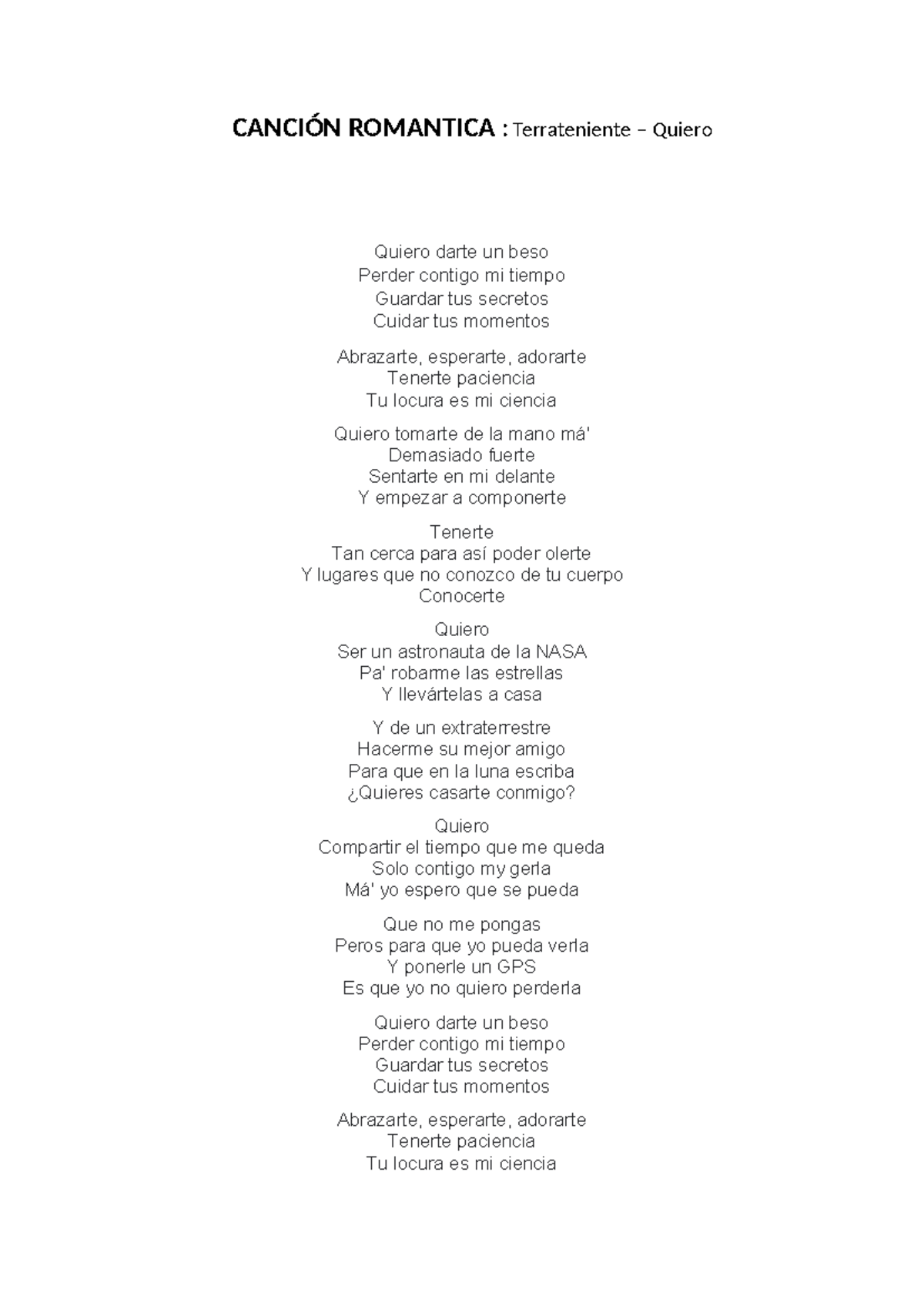 Canción Romantica - CANCIÓN ROMANTICA : Terrateniente – Quiero Quiero ...