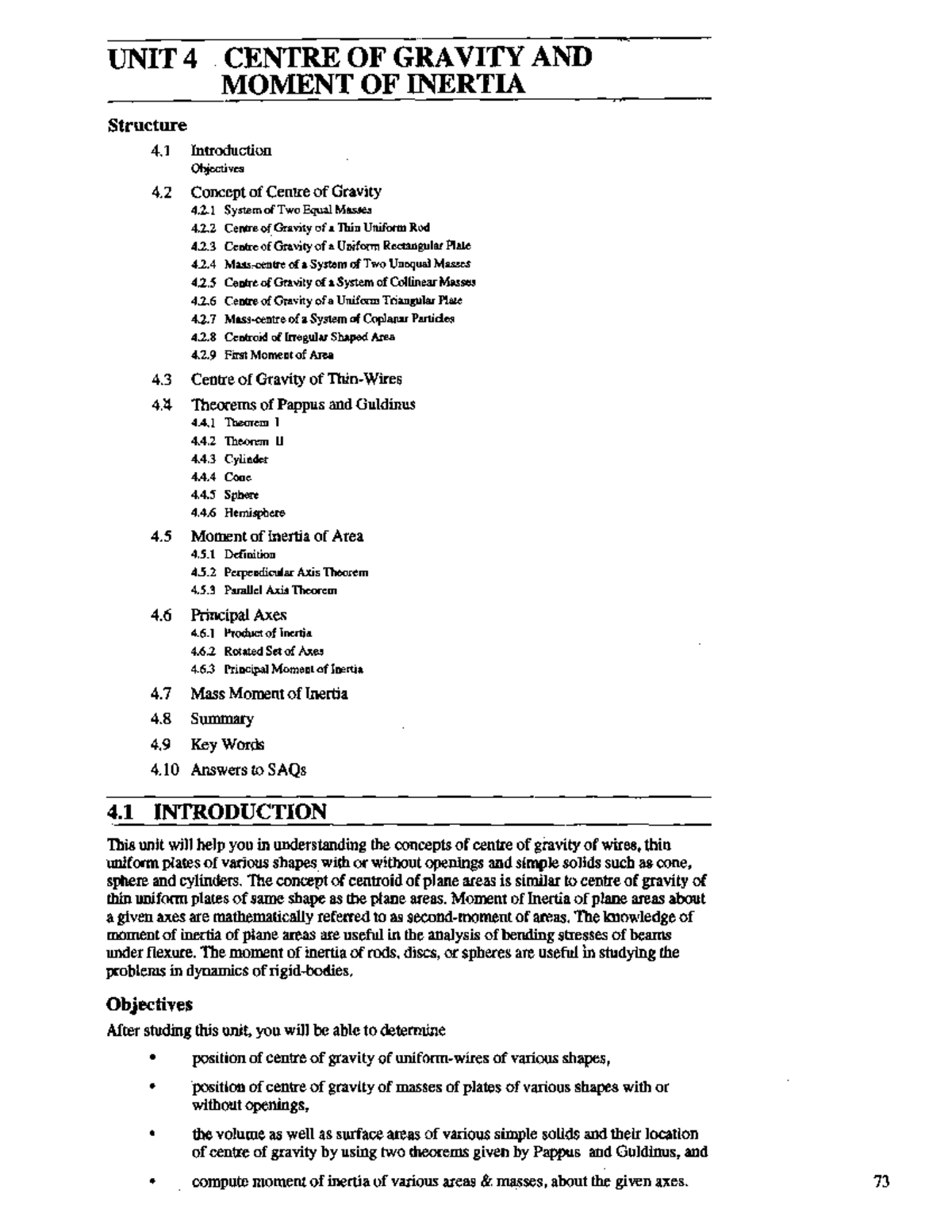 Centre of gravity and moment of inertia - UNIT 4 CENTRE OF GRAVITY AND ...