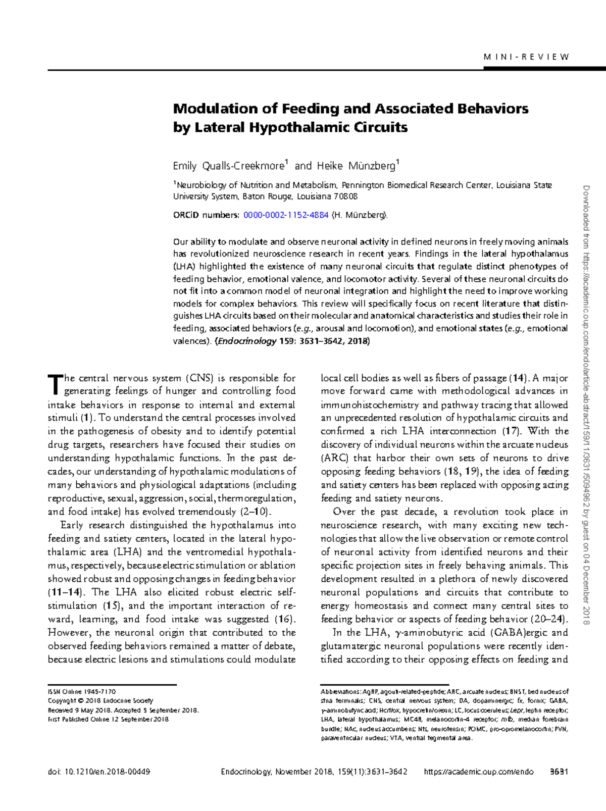 Modulation of feeding and associated behaviors by lateral hypothalamic ...