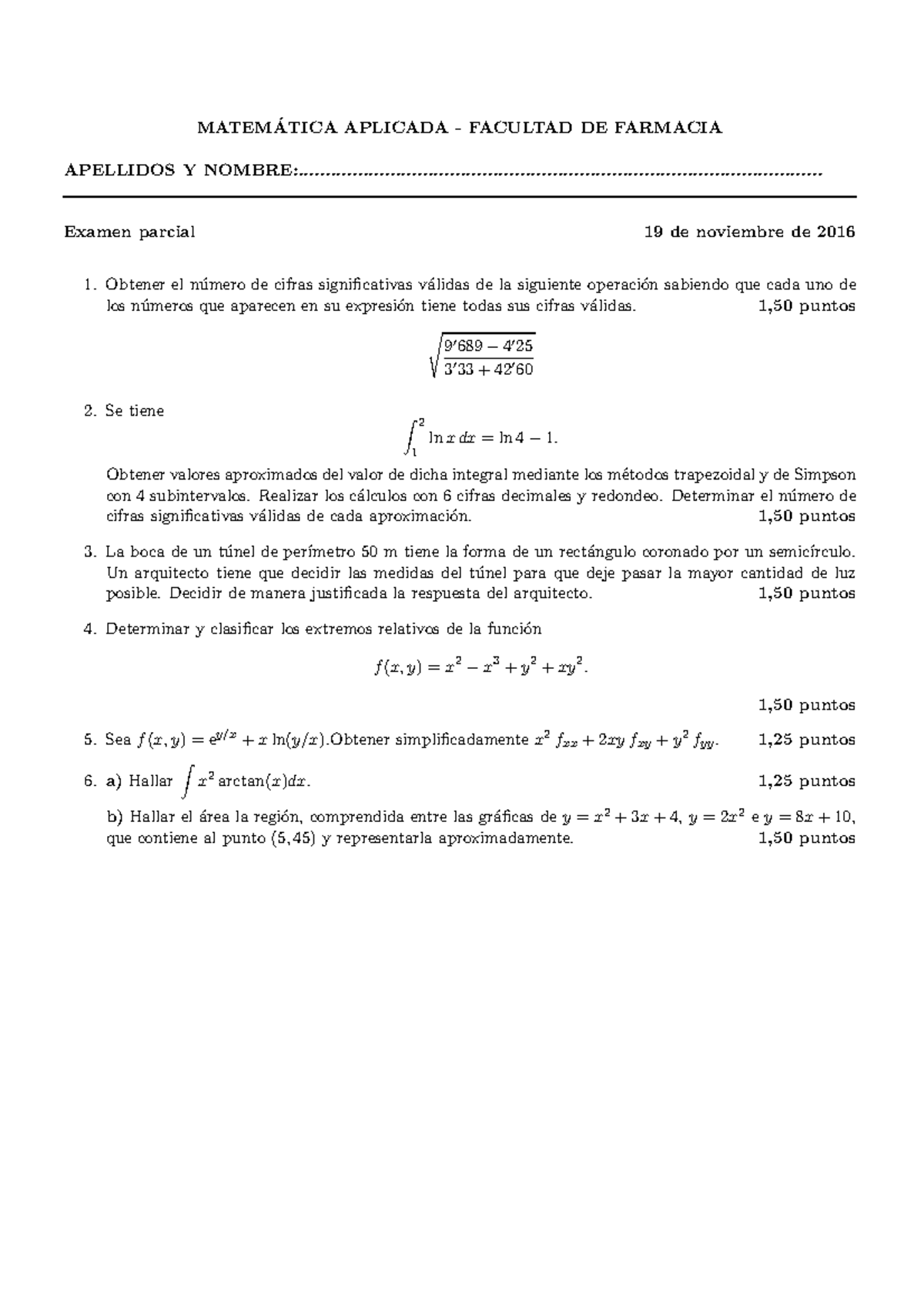 Examenparcial 2016-17 - MATEM ́ATICA APLICADA - FACULTAD DE FARMACIA ...