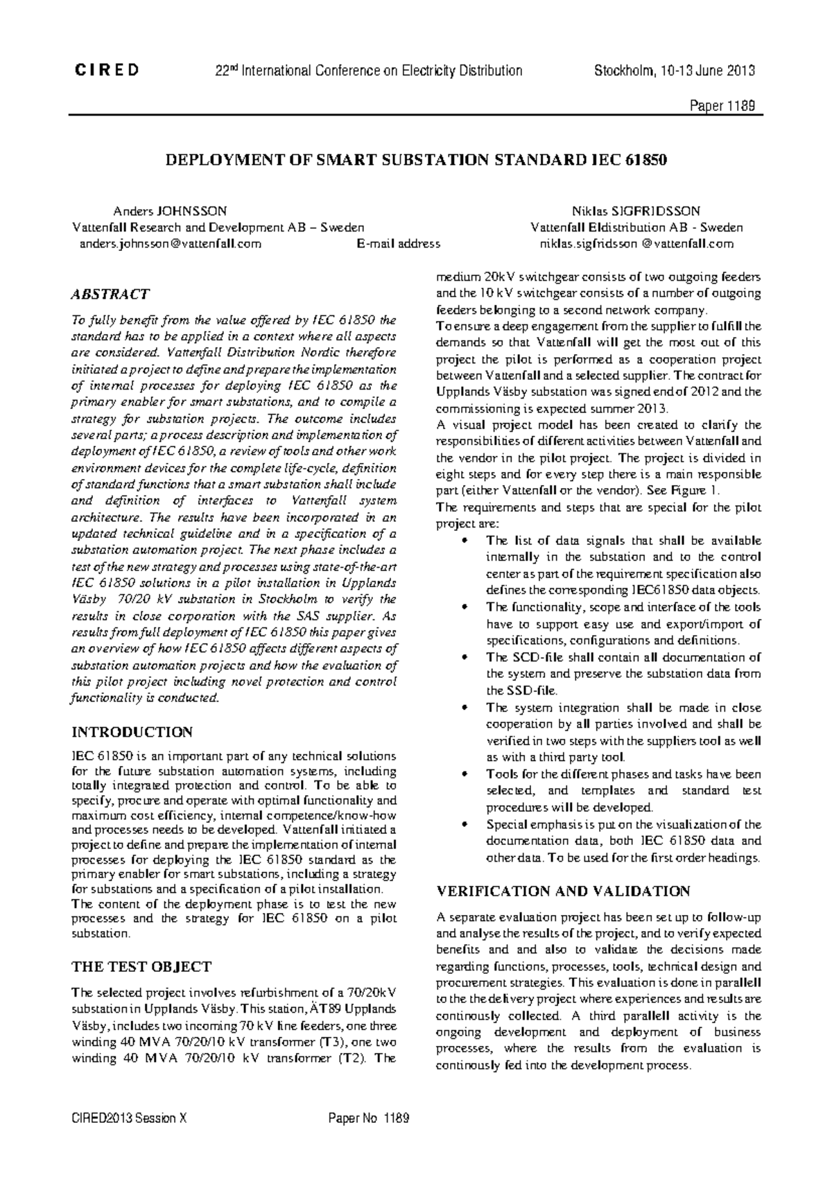 Cired 2013 1189 final - Estandar IEC 61850 - Paper 1189 DEPLOYMENT OF ...