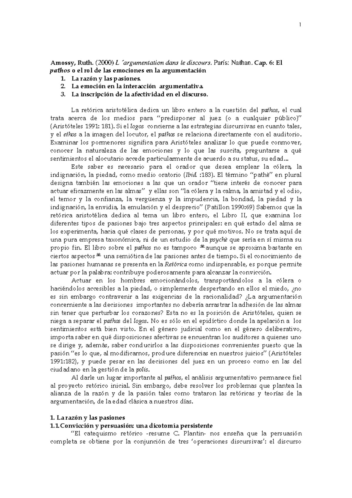 SEMIOLOGIA Y COMUNICACION - Amossy, Ruth. (2000) L ́argumentation dans ...