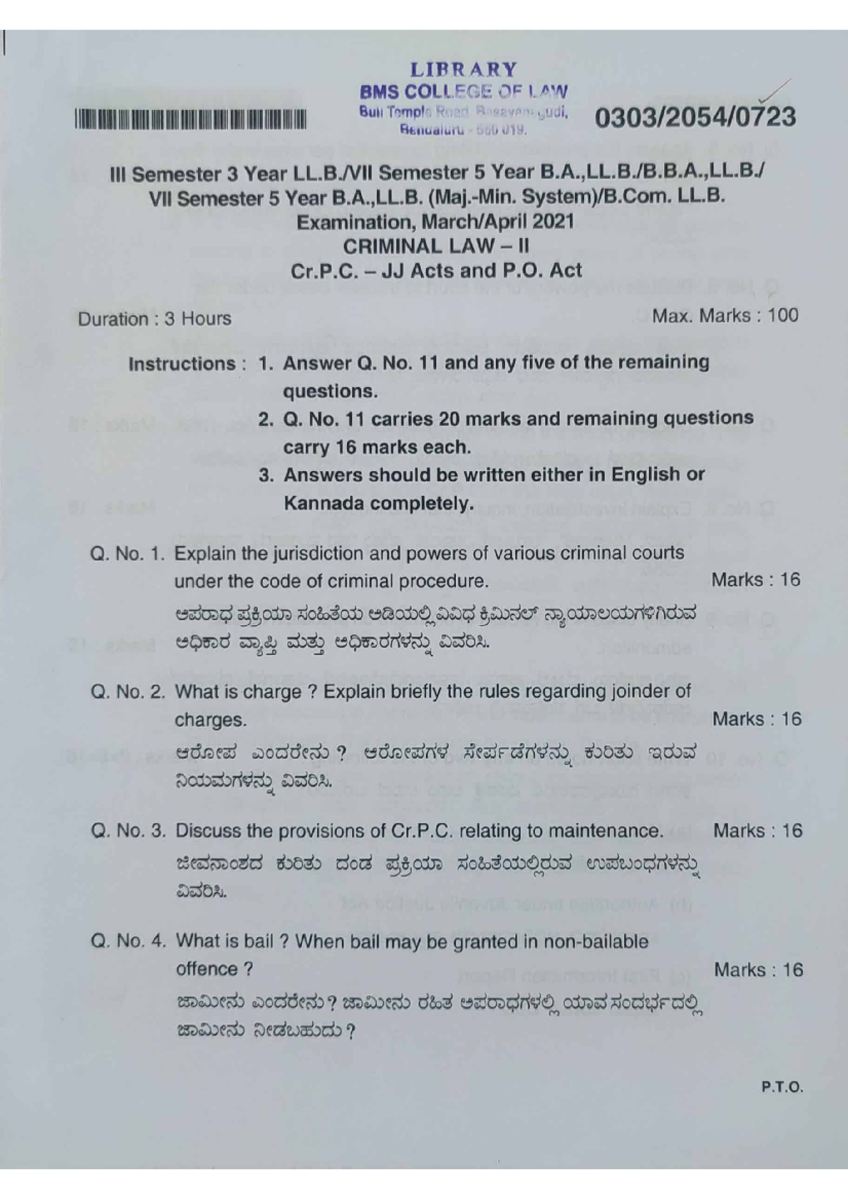 March 2021 - Crpc Paper - LIBRARY BMS COLLEGE OF LAW Bull Temple Road ...