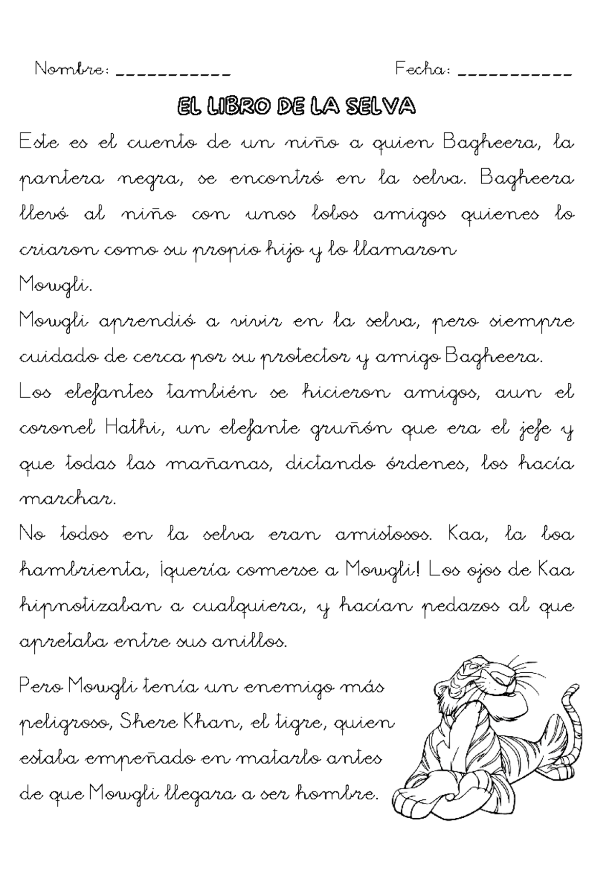 ComprensióN Lectora EL Libro DE LA Selva - Este es el cuento de un niño ...