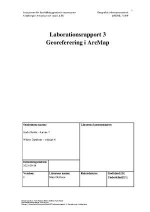 Laborationsrapport 2 - Datafångst genom digitalisering - Institutionen för Samhällsbyggnad och ...