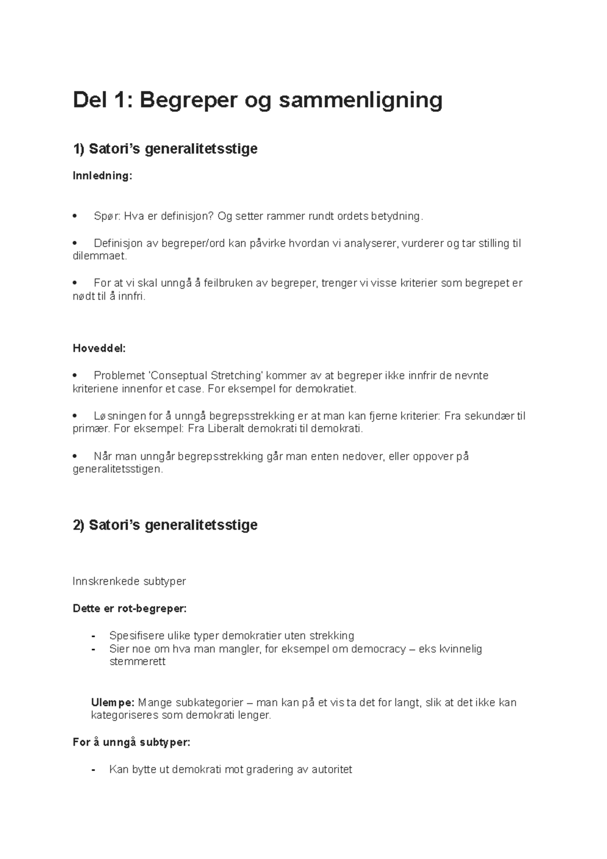 ST-103 Kollokvie fullført - Del 1: Begreper og sammenligning 1) generalitetsstige Innledning ...