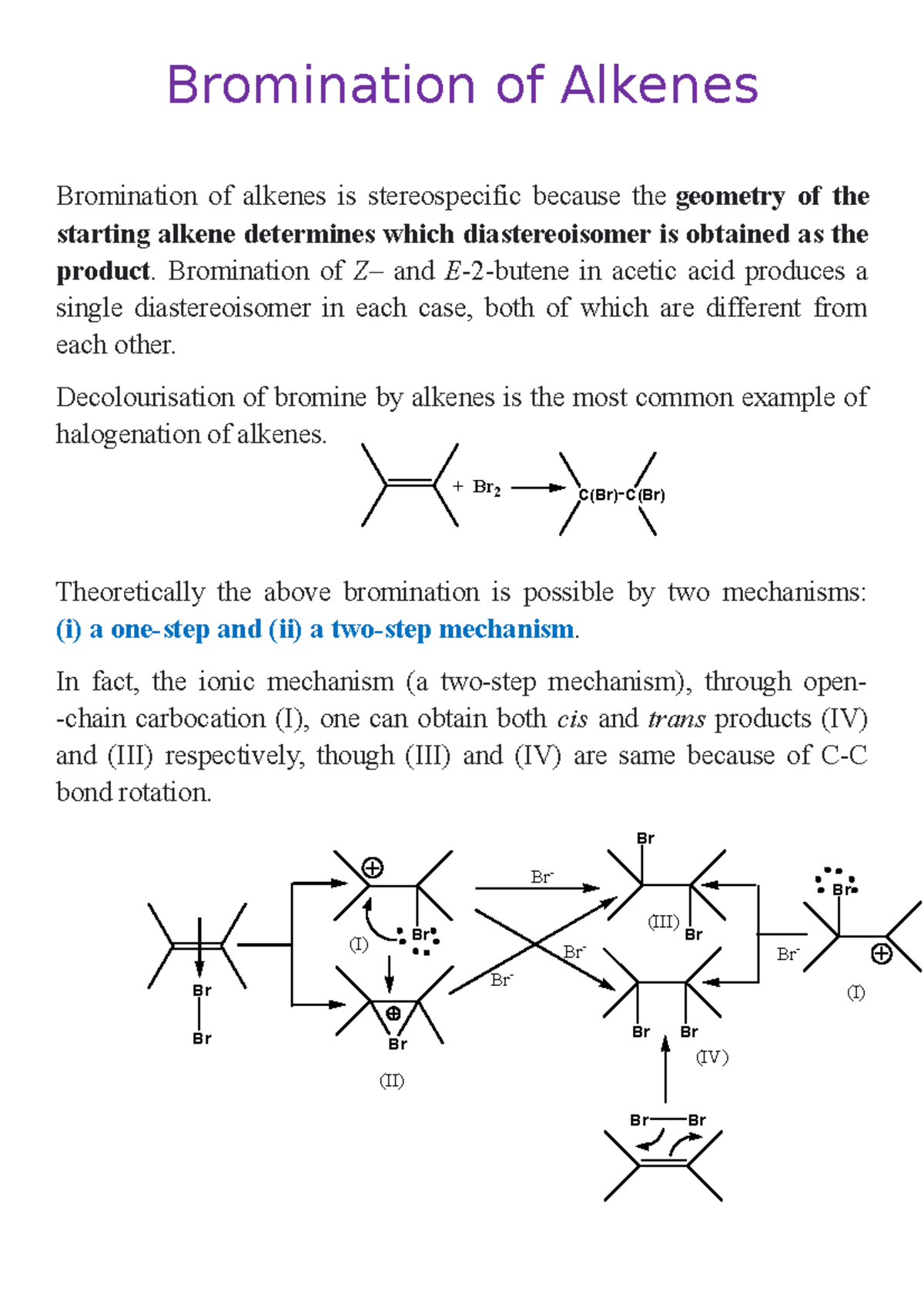 Bromination - Química orgánica - Bromination of Alkenes Bromination of ...