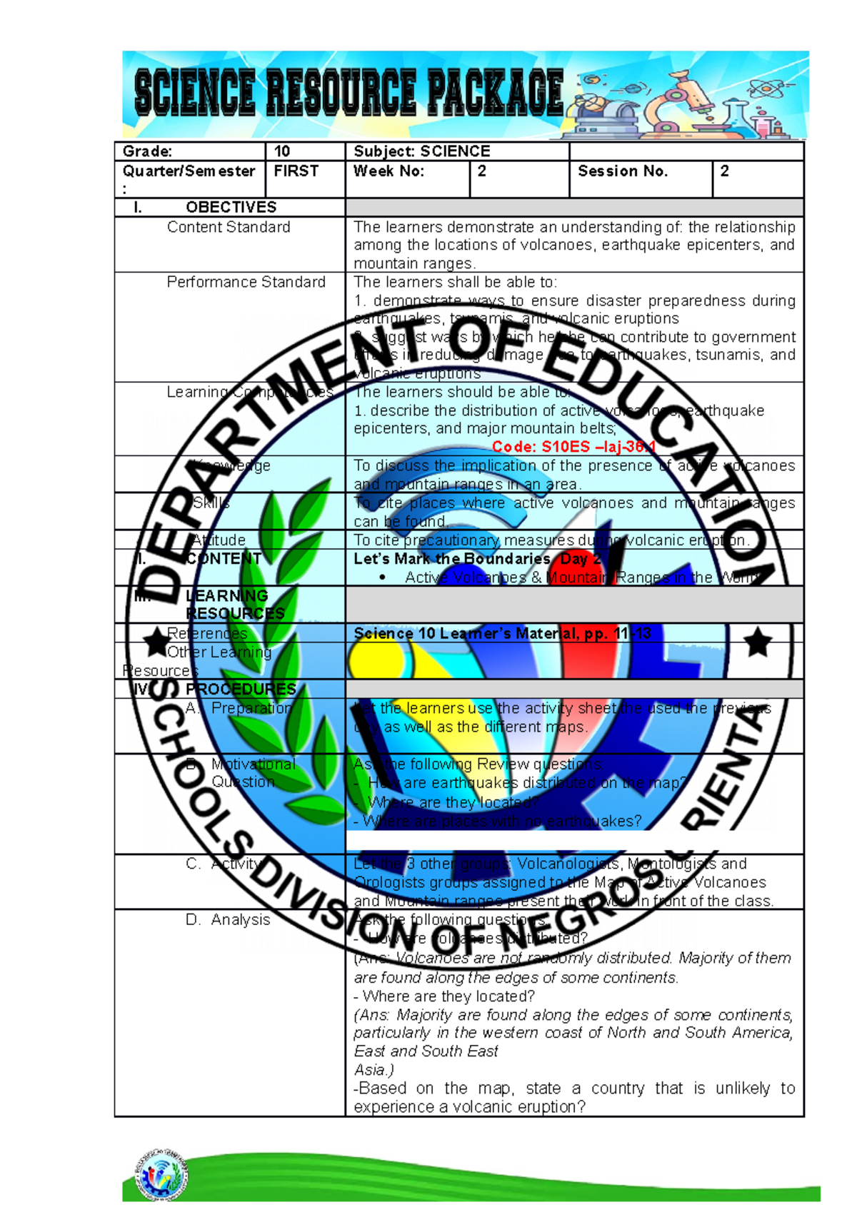G10 1QTR WEEK2 DAY2 Mahumot-1 - Prepared by: ARGELYN A. MAHUMOT Grade ...