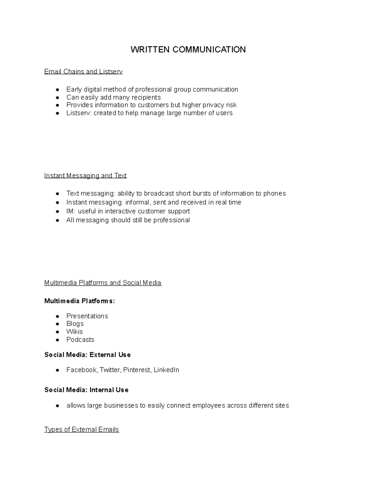 Business Communications Notes #6 - WRITTEN COMMUNICATION Email Chains ...