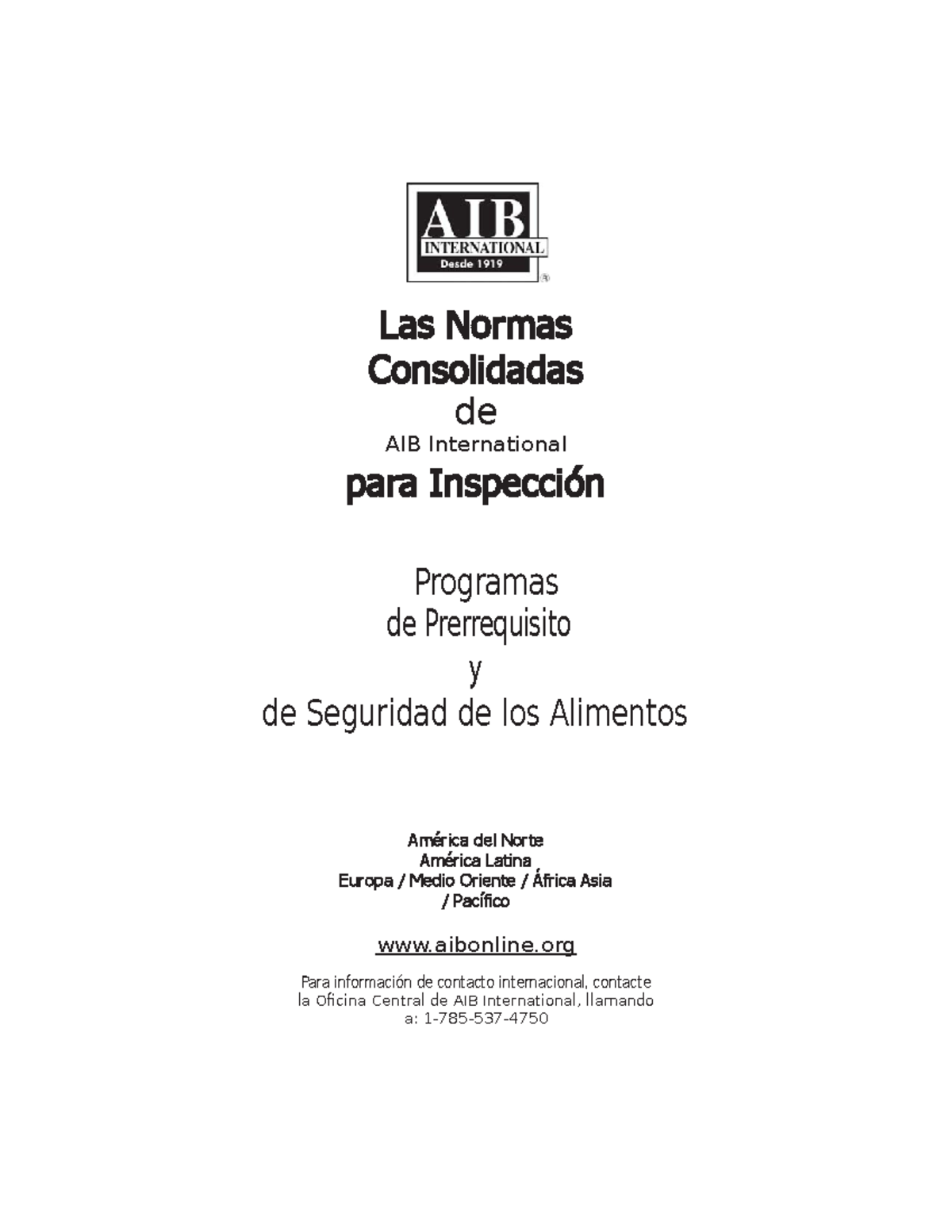 Normas AIB Internacional - Las Normas Consolidadas de AIB International para Inspección ...