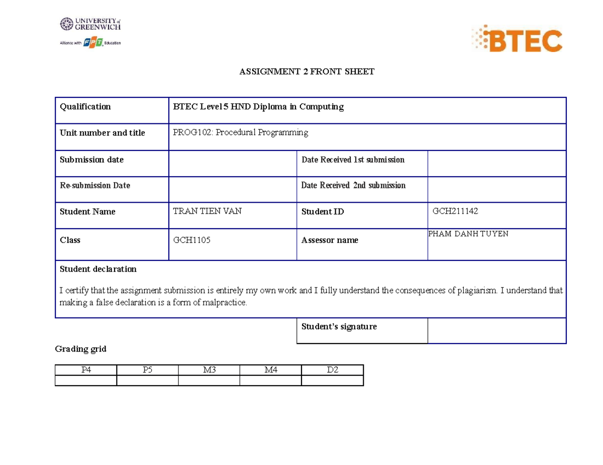 Assignment-22-1 - ASSIGNMENT-22-1.docx - ASSIGNMENT 2 FRONT SHEET Qualification BTEC Level 5 HND ...