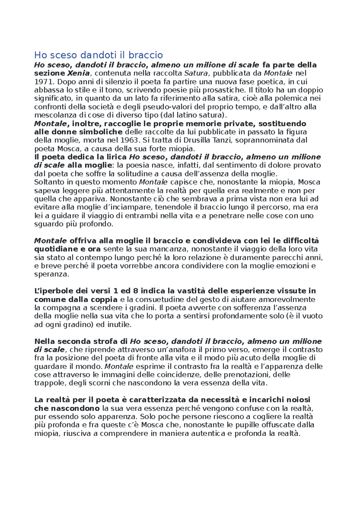 Ho sceso dandoti il braccio analisi e figure retoriche - Ho sceso ...