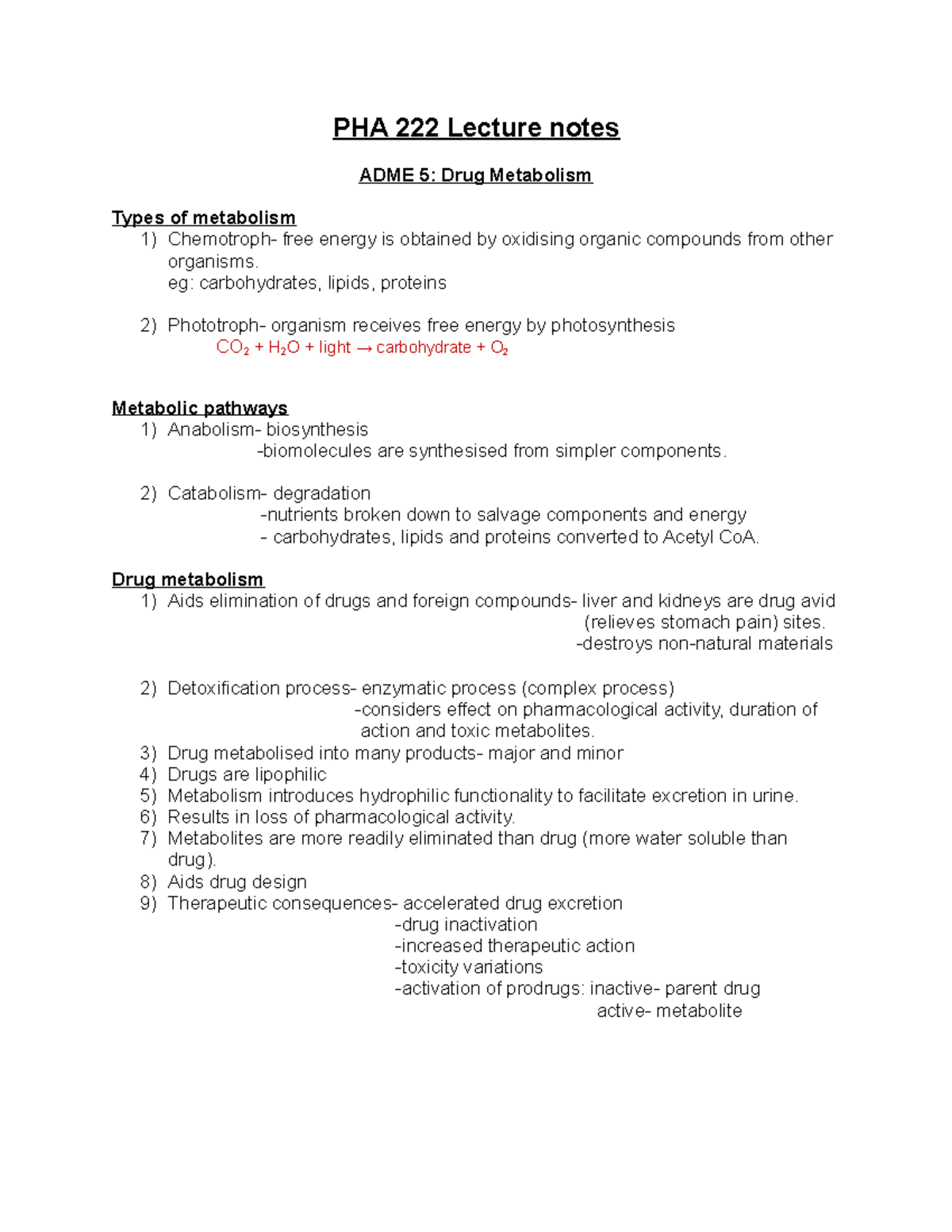 Drug Metabolism: Types Pathways and Factors - Studocu