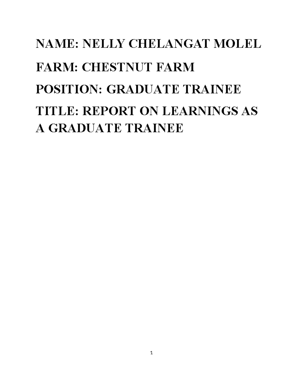 AAA Report - NAME: NELLY CHELANGAT - Studocu