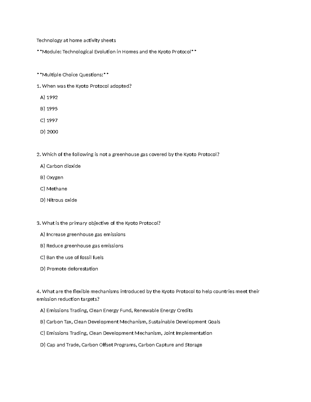 Worksheets FOR THE Sports CLUB AND Technoly IN HOME Economics ...