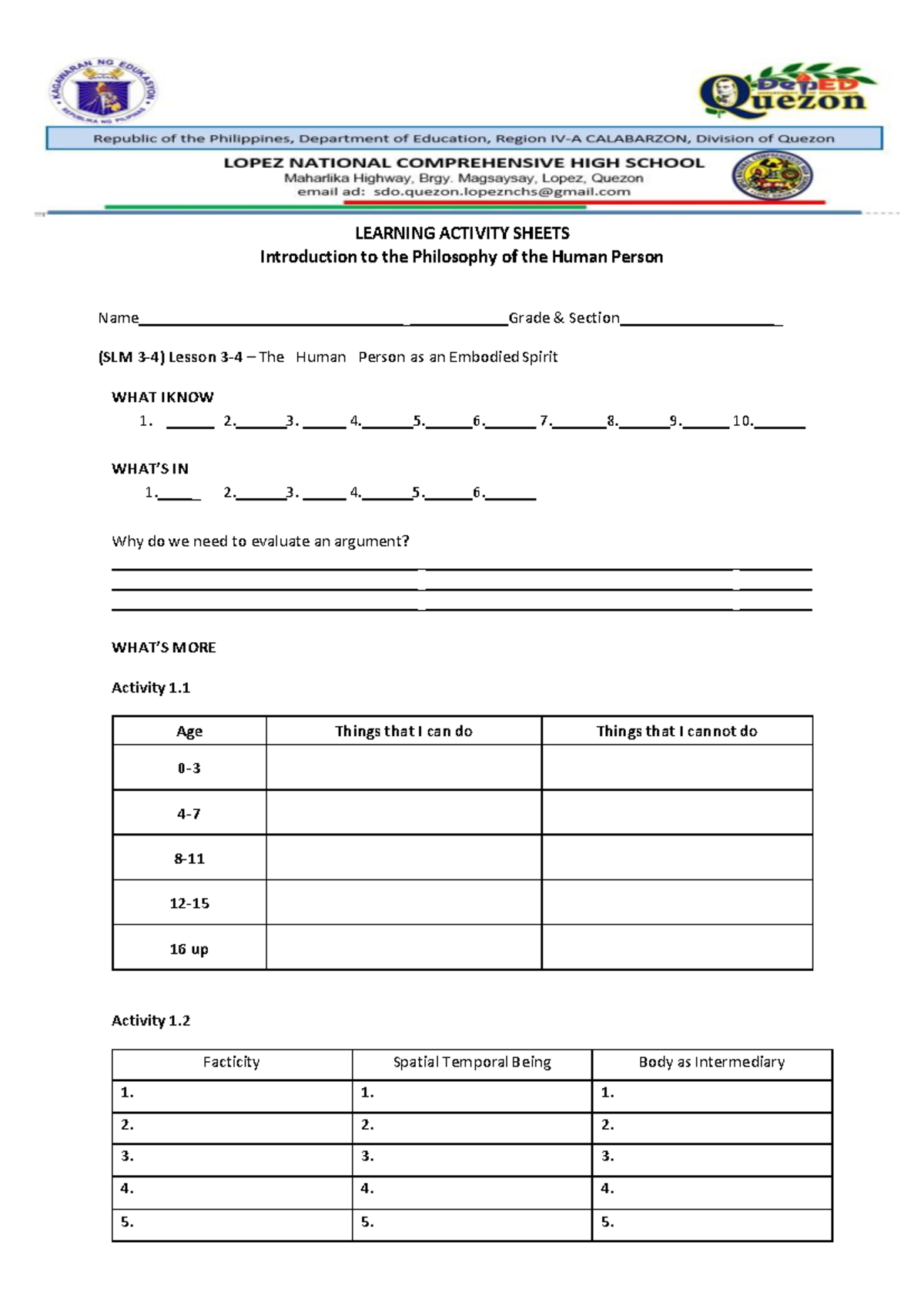 LAS- Philosophy-Q1-SLM3-4 Digitized - LEARNING ACTIVITY SHEETS ...