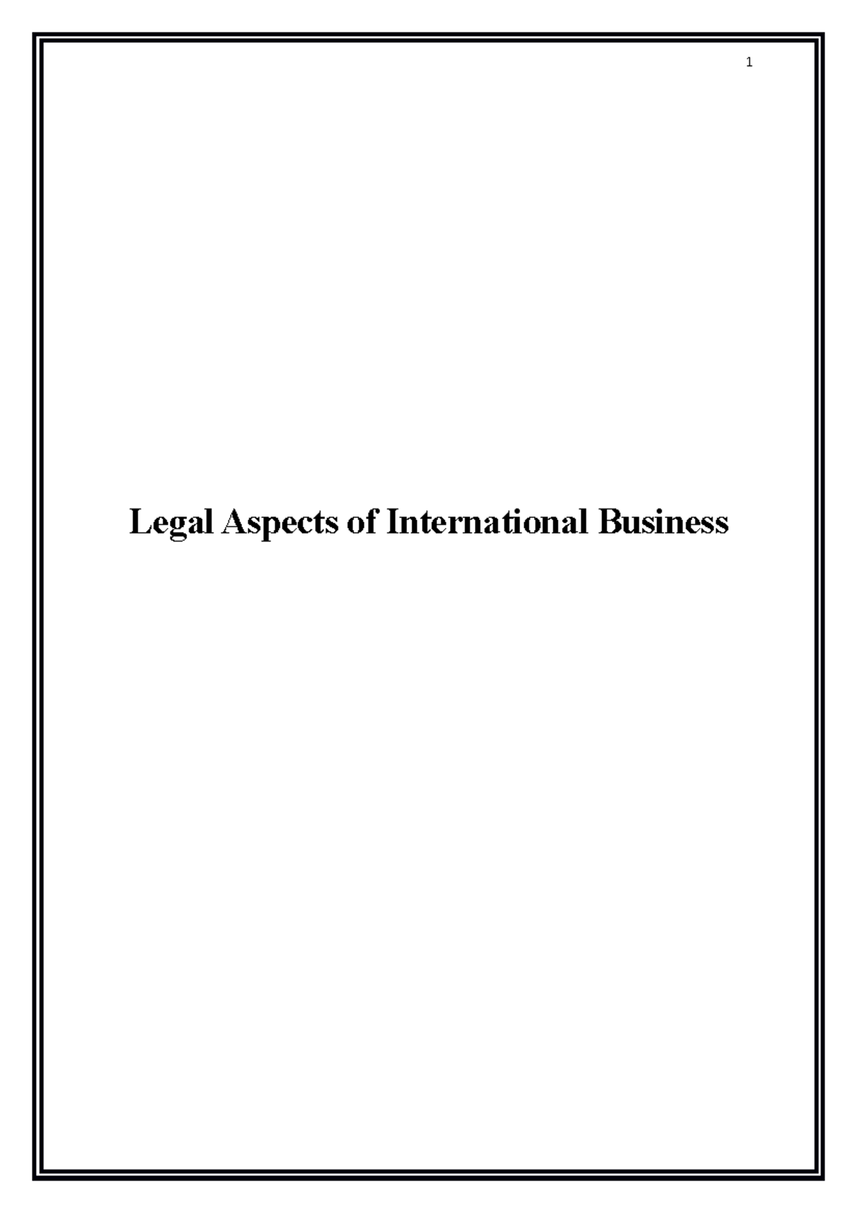 International business law - Legal Aspects of International Business ...
