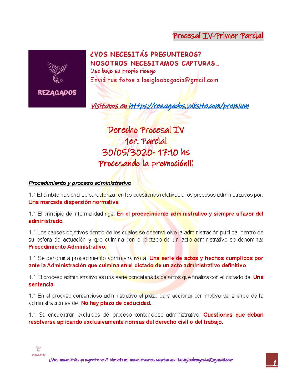 30-05-2020 Procesal 4 Primer Parcial - Warning: TT: undefined function: 32 ¿Vos necesitás - Studocu