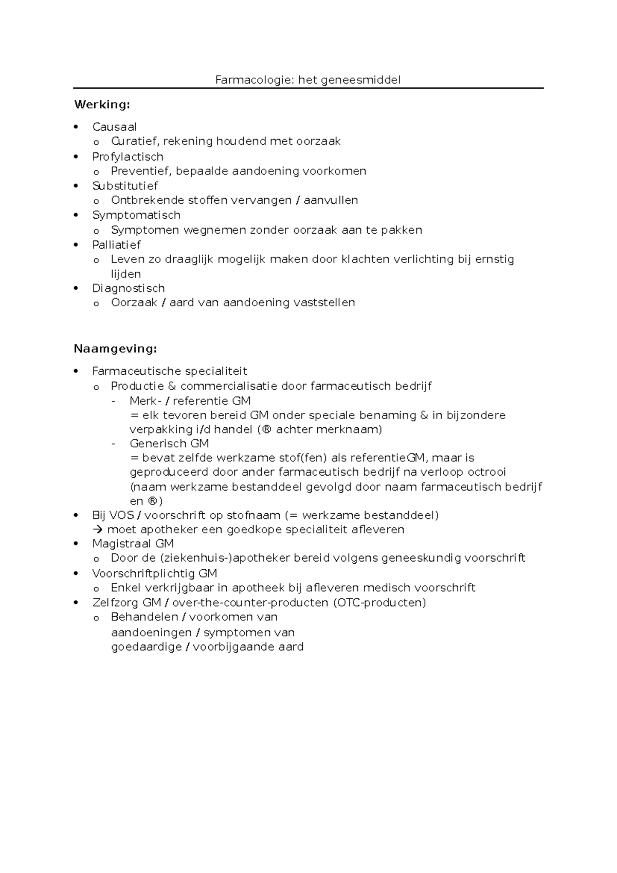 Samenvatting het geneesmiddel (fdst 2) - Farmacologie: het geneesmiddel ...
