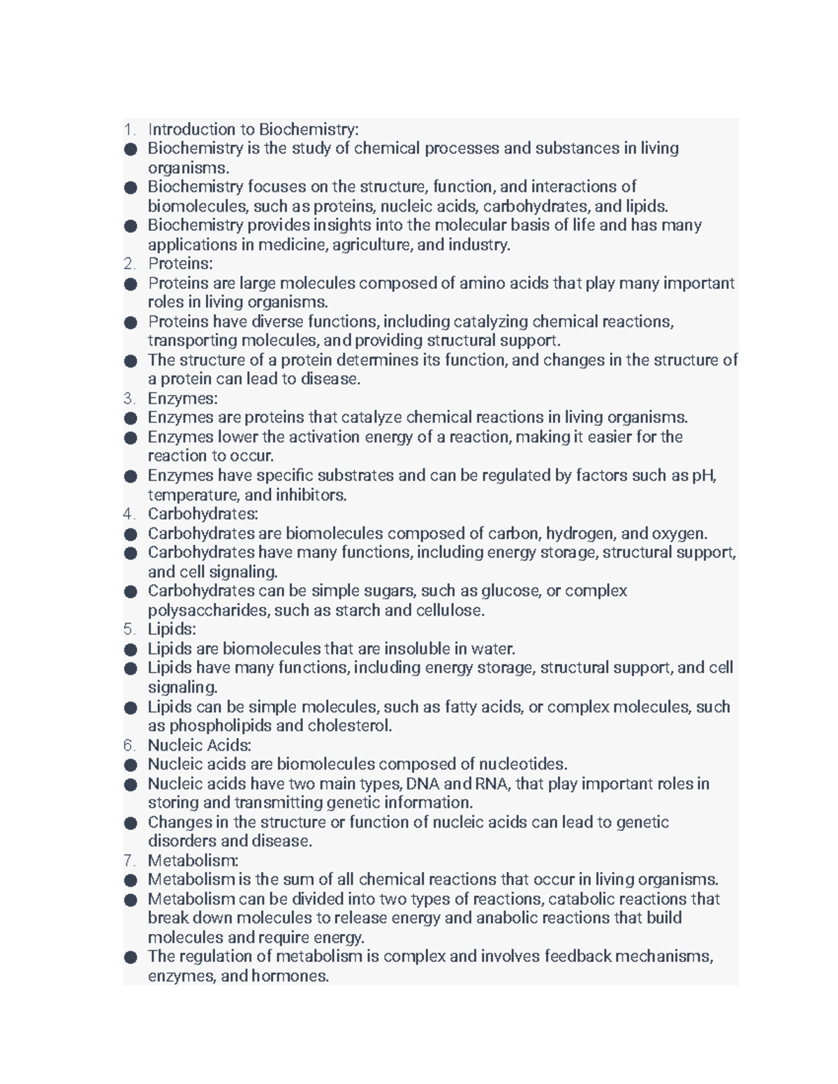 Introduction to Biochemistry - Biochemistry focuses on the structure ...
