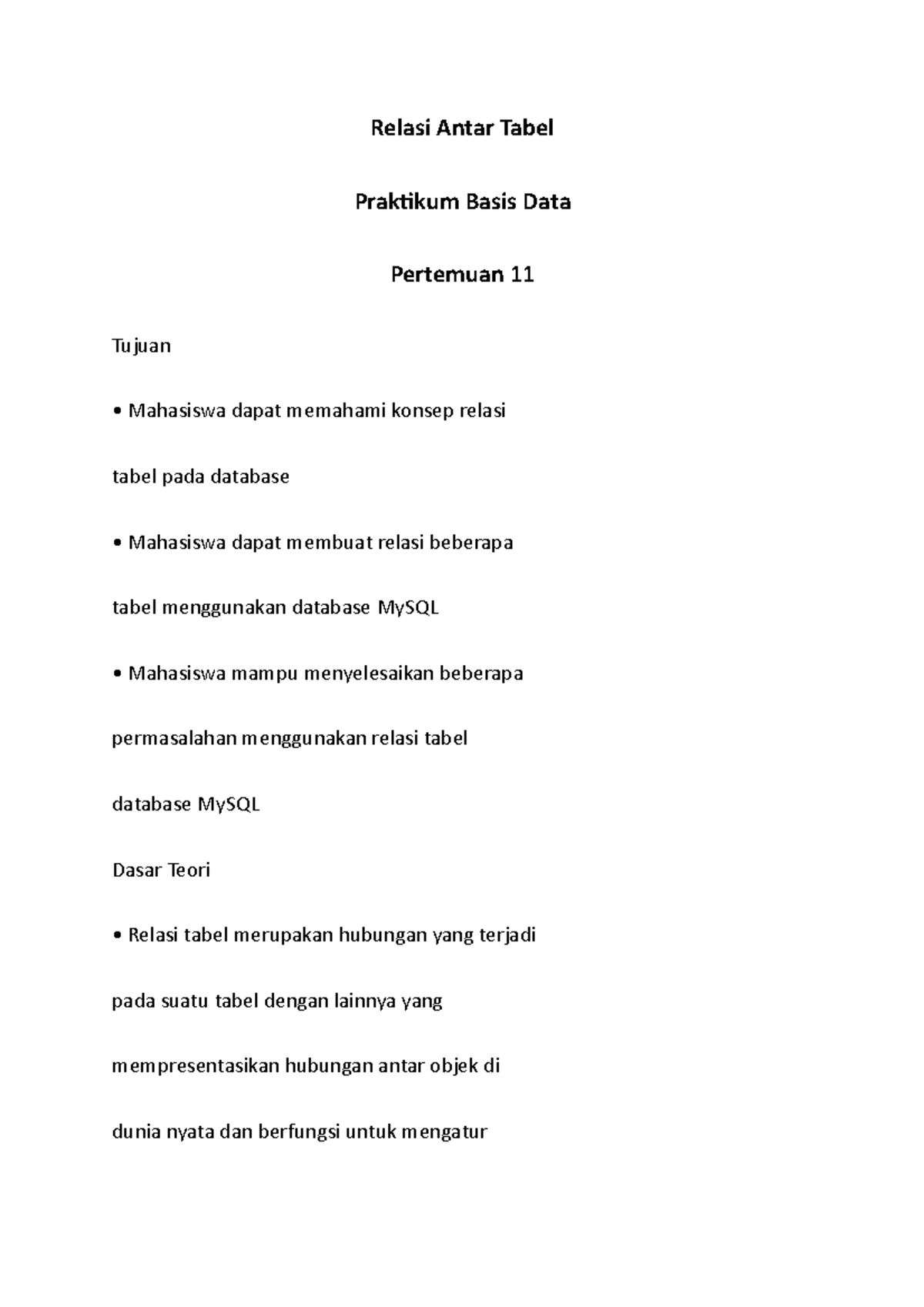Relasi Antar Tabel - Sugeng, S.Kom., M.T - Relasi Antar Tabel Praktikum ...