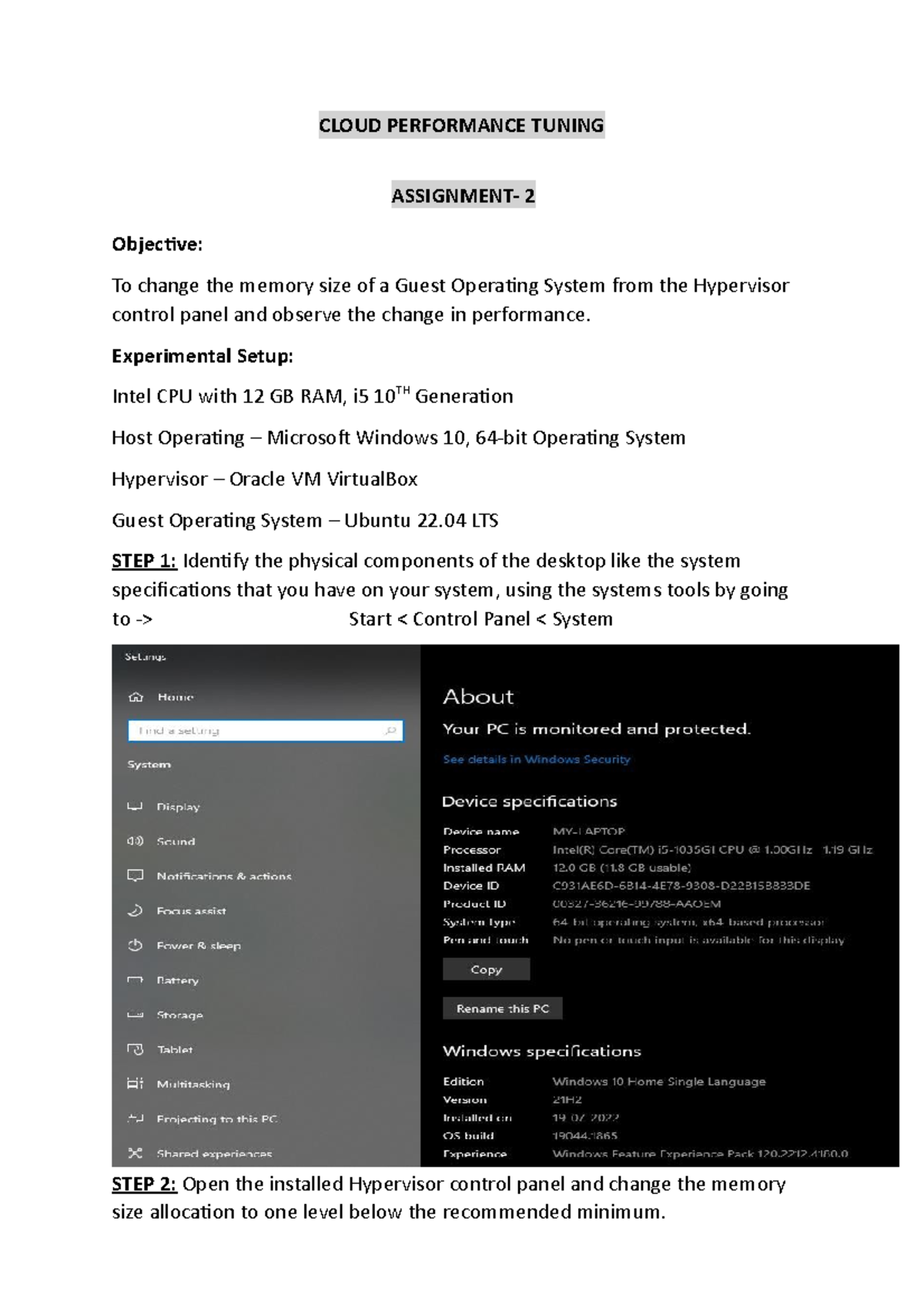 Cloud Performance Tuning Lab 2 - CLOUD PERFORMANCE TUNING ASSIGNMENT- 2 Objective: To change the ...