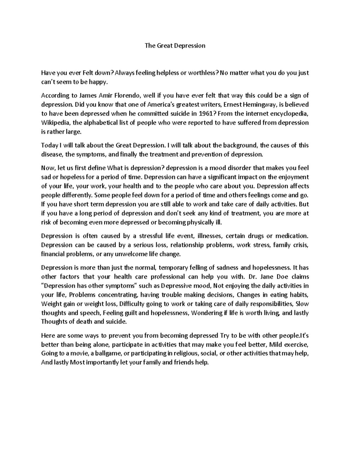 The Great Depression edited - The Great Depression Have you ever Felt ...