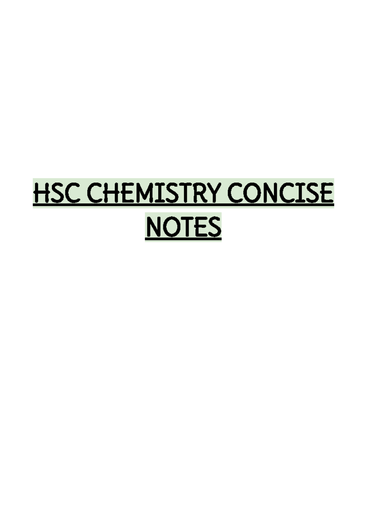 Chemistry Consice Notes -1-10 - HSC CHEMISTRY CONCISE NOTES MODULE 5 ...