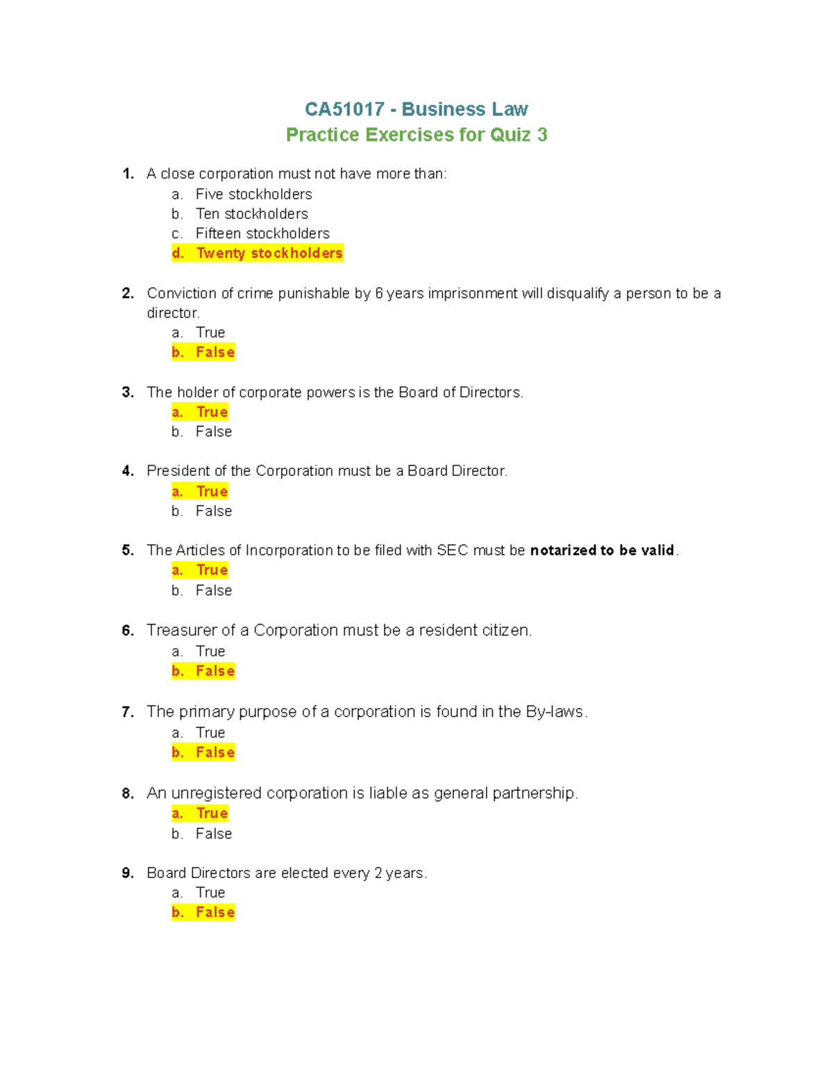 510232008 Law Prac Exer for Quiz 3 - CA51017 - Business Law Practice ...