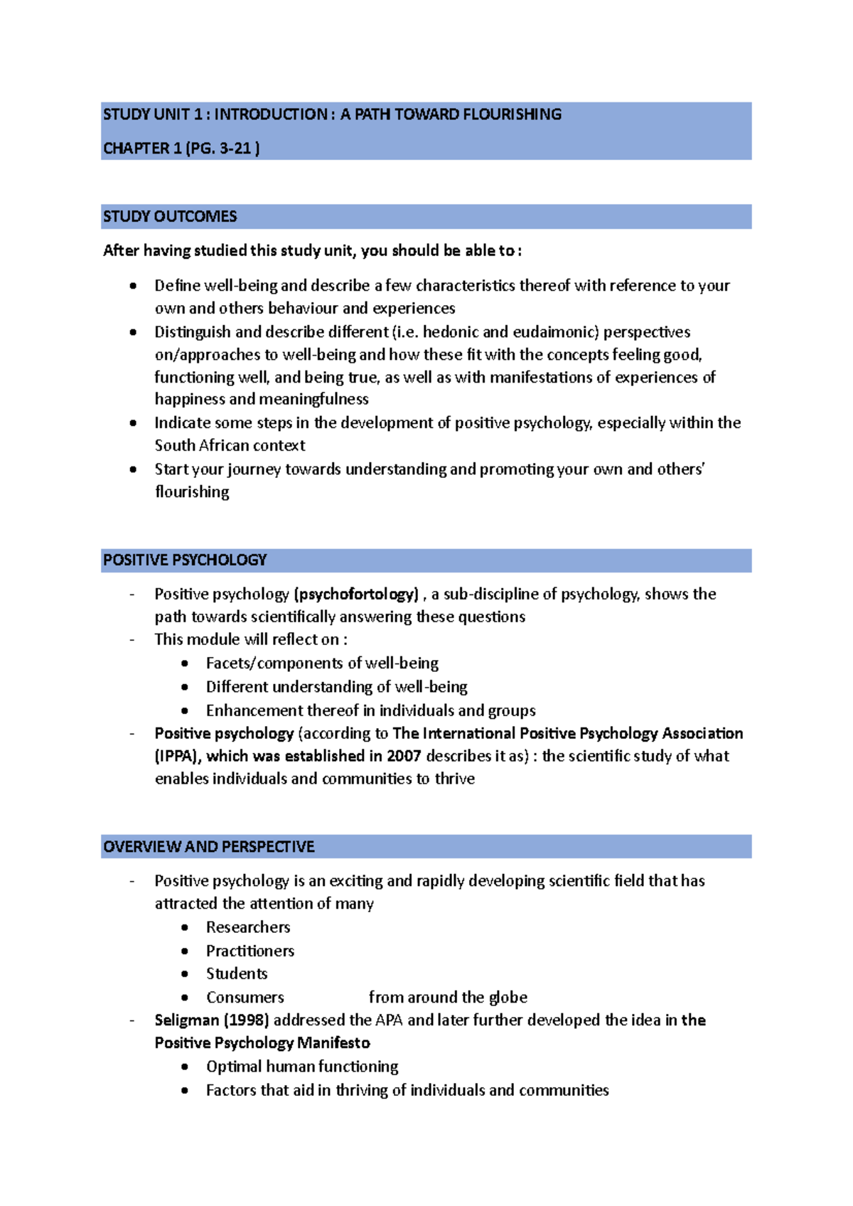 Study UNIT 1 Notes - summaries - STUDY UNIT 1 : INTRODUCTION : A PATH ...