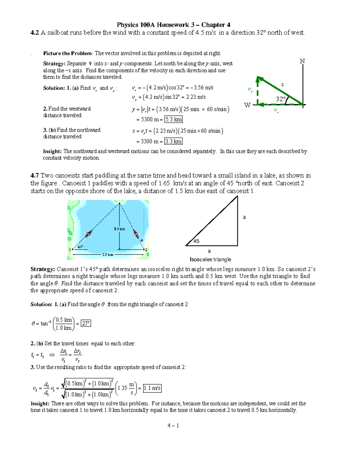 Hw3-ch4 - Examples - Physics 100A Homework 3 – Chapter 4 4 A sailboat runs before the wind with ...