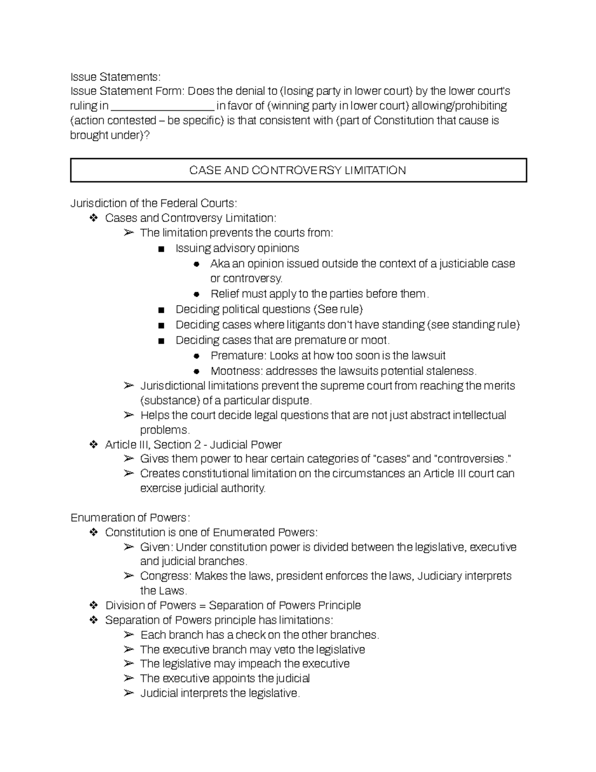 Property Outline - Issue Statements: Issue Statement Form: Does the ...