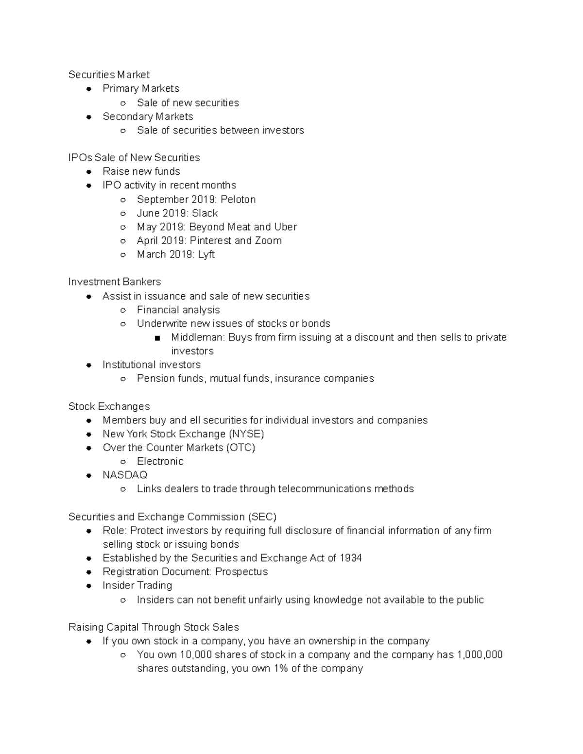 Chapter 19 - Recitation for BUSN 101 - Securities Market Primary ...