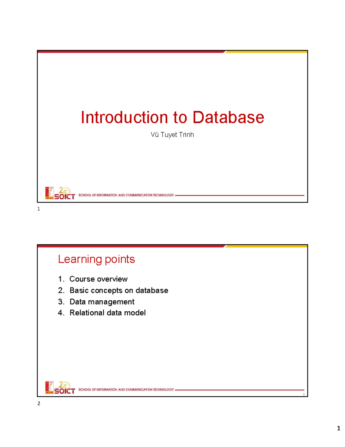 Slides 1 Introduction - slide - Introduction to Database Vũ Tuyet Trinh ...
