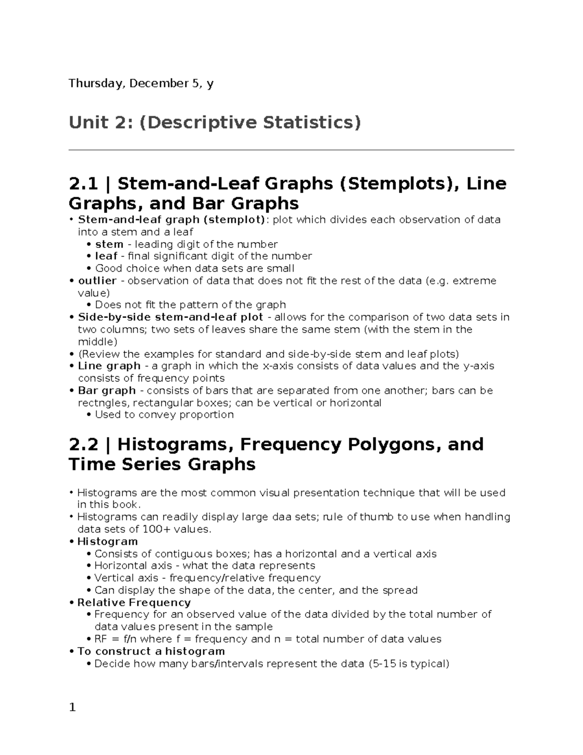 Unit 2 - Reading Notes (Word) - Thursday, December 5, y Unit 2 ...