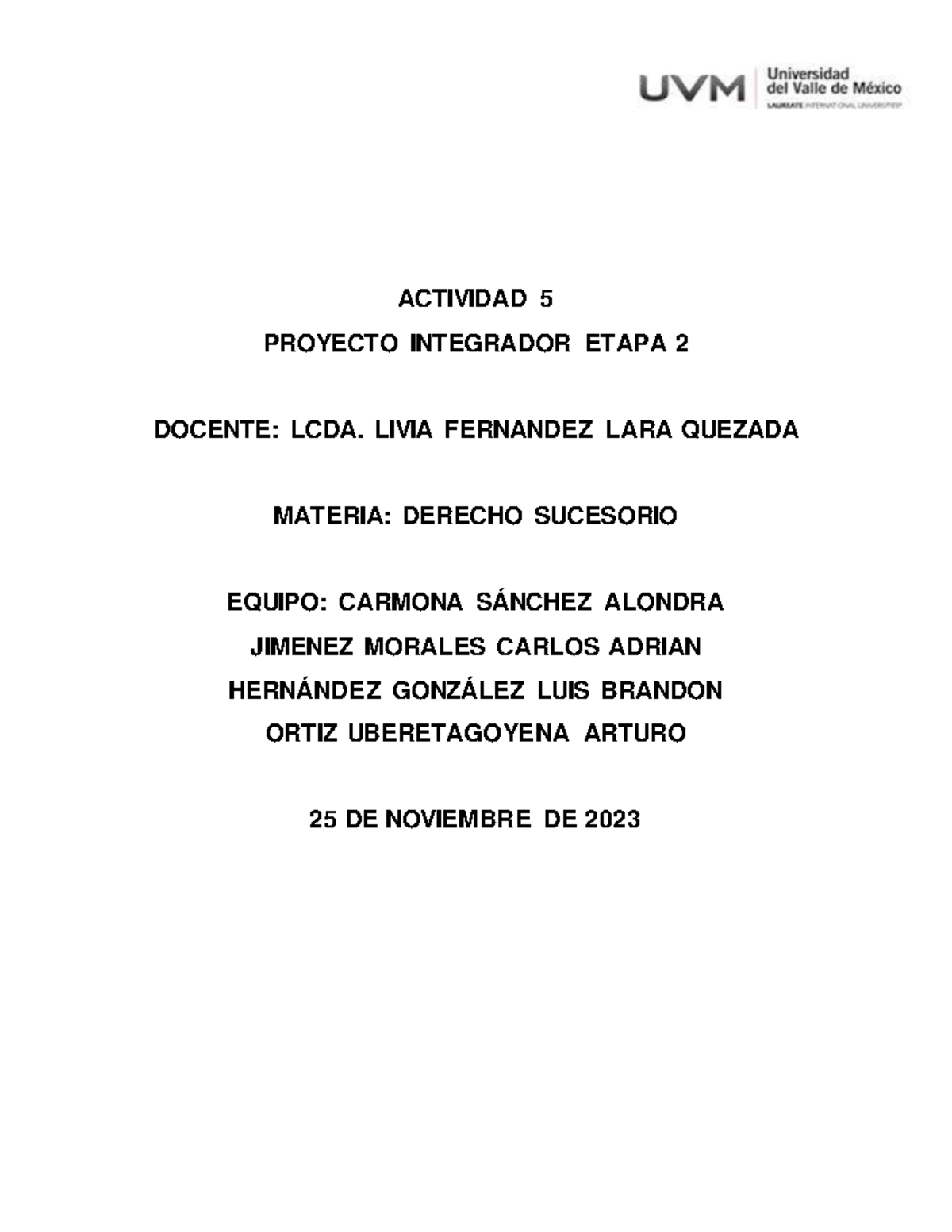 Actividad 5 Proyecto Integrador Etapa 2 Actividad 5 Proyecto