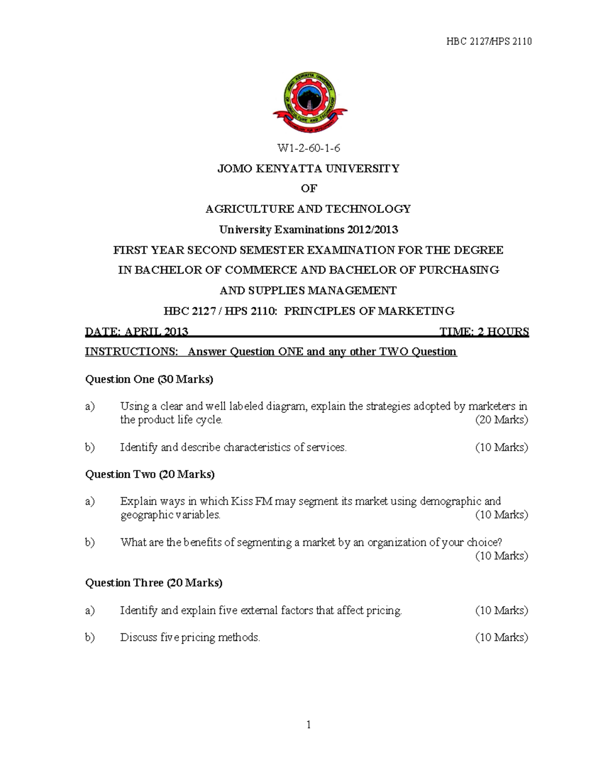 HBC 2127 - HPS 2110 - notes - HBC 2127/HPS 2110 W1-2-60-1- JOMO ...