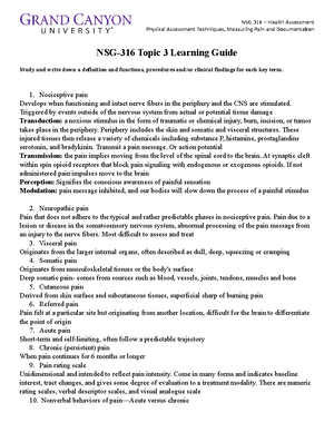 NSG 316 Topic 6 Weekly Review - NSG-316: Topic 6 Additional Resources Objectives: A& - Studocu