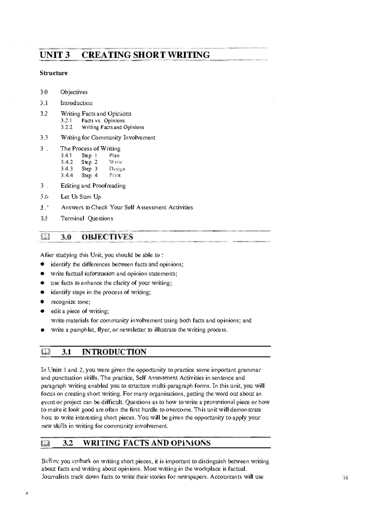 Unit-3 - Lecture notes - UNIT - 3 CREATING SHORT WRITING Structure 3 ...