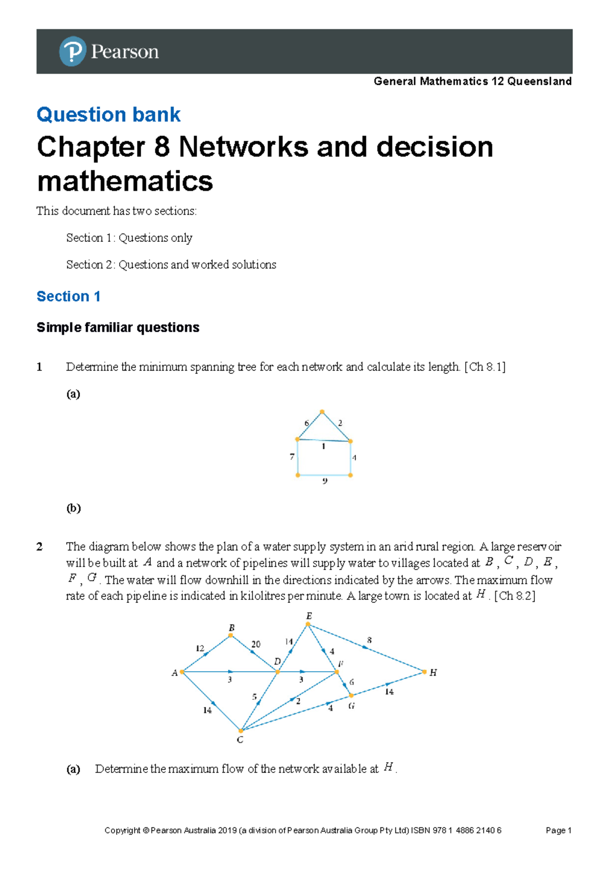 Chapter 8 - Networks and Decision Mathematics Questions + Solutions(2 ...